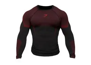 Gymshark Onyx 5.0 Seamless Long Sleeve T-Shirt - Black/Carmine Red